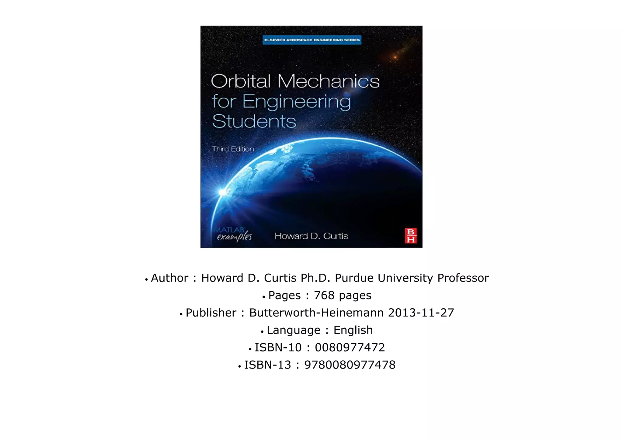 Orbital Mechanics for Engineering Students (Aerospace Engineering) | PDF