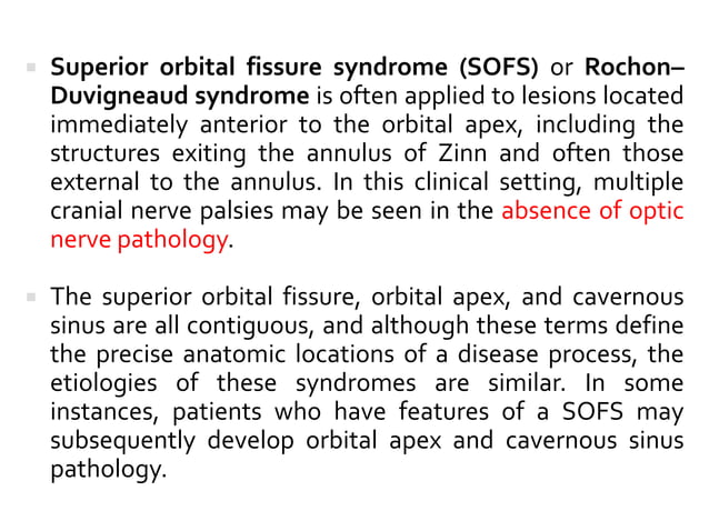 Orbital Apex Syndrome | PPTX | Ear, Nose and Throat Conditions ...