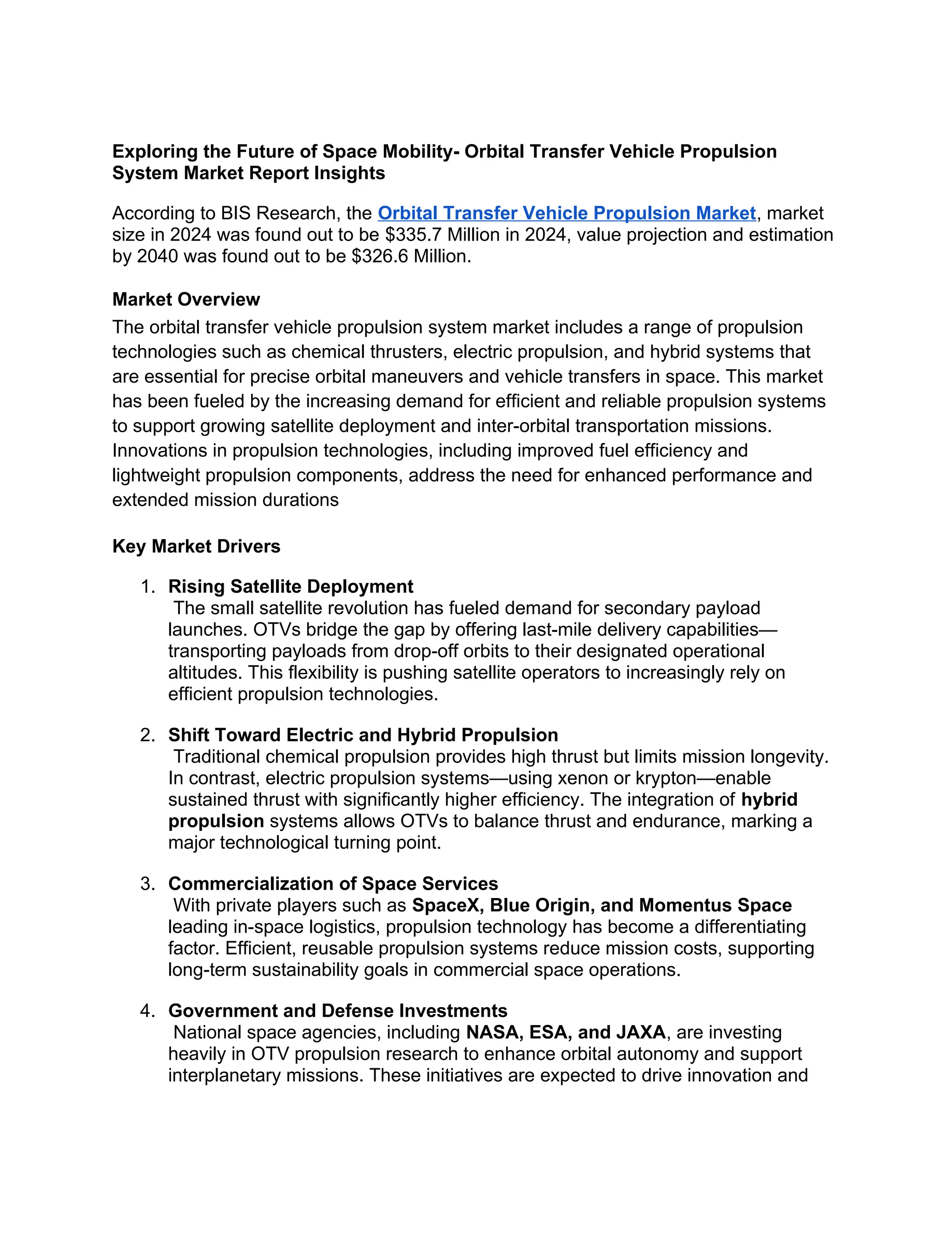 Orbital Transfer Vehicle Propulsion System Market - 3 Nov 2025 .docx