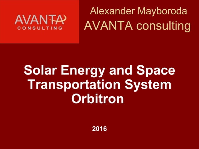 Solar Energy and Space Transportation System Orbitron | PPT