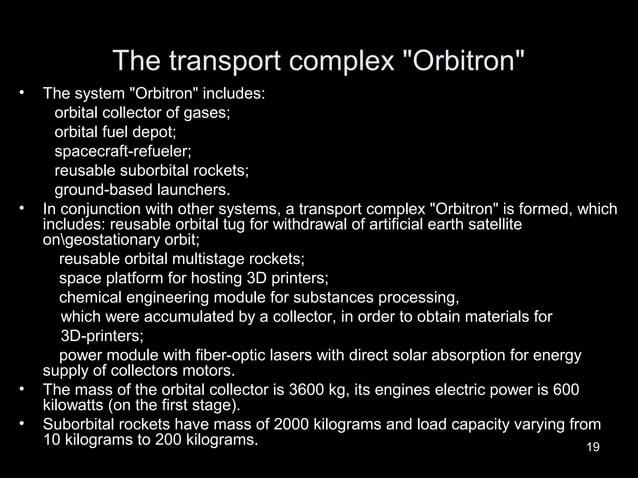 Solar Energy and Space Transportation System Orbitron | PPT | Free Download