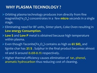 Plasma Technique for Quickest Ironmaking | PPTX