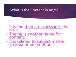 Content and images of the visual arts | PPTX