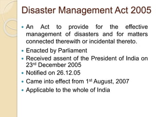 ORC, DM act and DM mechanism in Odisha | PPTX