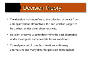 Operations Research chapter 5.- decision theory ppt | PPT