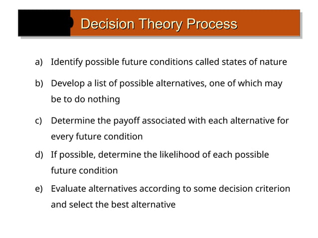Operations Research chapter 5.- decision theory ppt | PPT