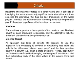 Operations Research chapter 5.- decision theory ppt | PPT