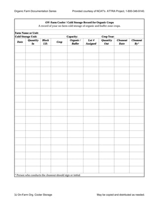 Organic Orchard, Vineyard, and Berry Crop Documentation Forms | PDF