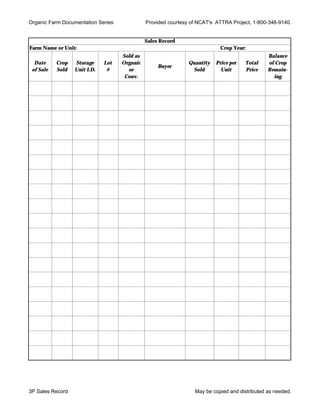 Organic Orchard, Vineyard, and Berry Crop Documentation Forms | PDF