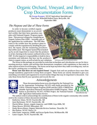 Organic Orchard, Vineyard, and Berry Crop Documentation Forms | PDF