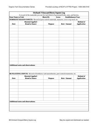 Organic Orchard, Vineyard, and Berry Crop Documentation Forms | PDF