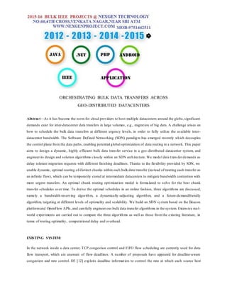 ORCHESTRATING BULK DATA TRANSFERS ACROSS GEO-DISTRIBUTED DATACENTERS | DOCX
