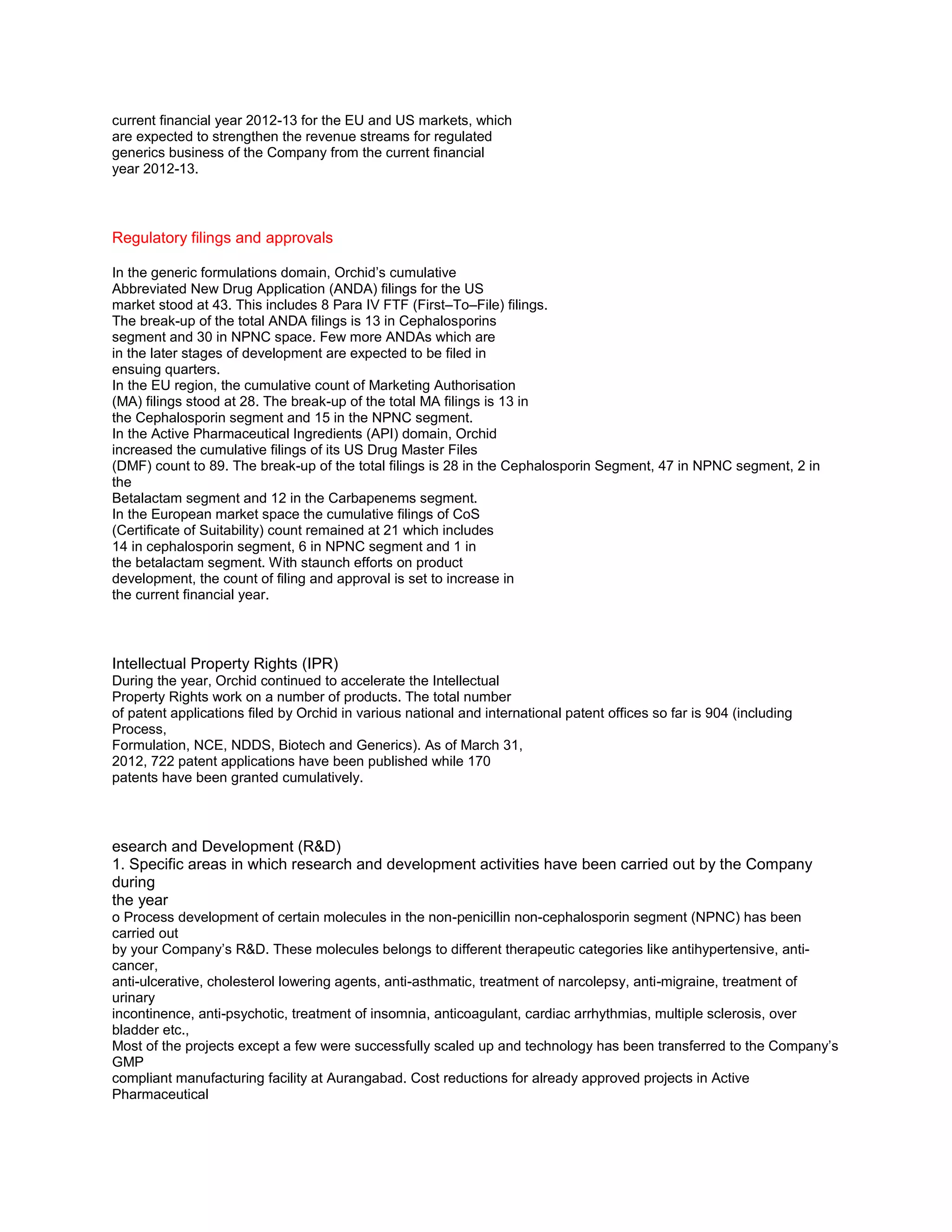 Orchid pharma portfolio management | DOCX