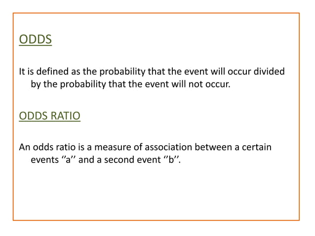Odds ratio and confidence interval | PPTX | Cancer | Diseases and ...