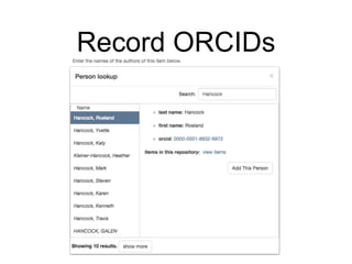 ORCID API and use-case workshop | PPTX