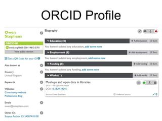 ORCID API and use-case workshop | PPTX