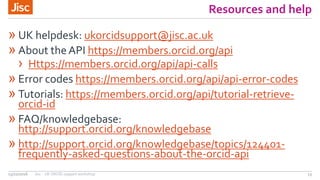 The Jisc UK ORCID use cases and API workshop | PPT