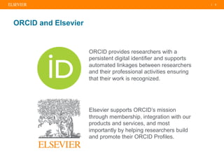 ORCID in platform research lifecycle products -Elsevier (C. Shillum ...