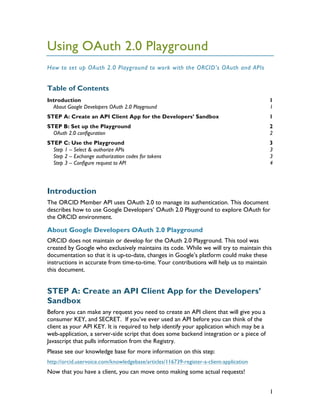 ORCID OAuth Dance with google playground | PDF | Web Design and HTML | Internet