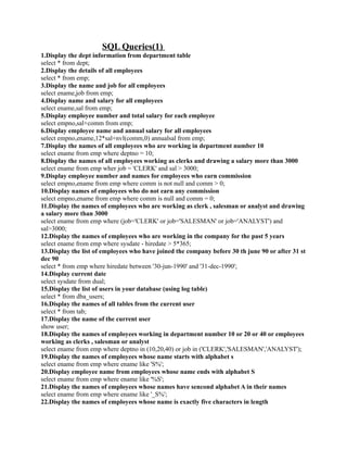 Orcl sql queries | PDF