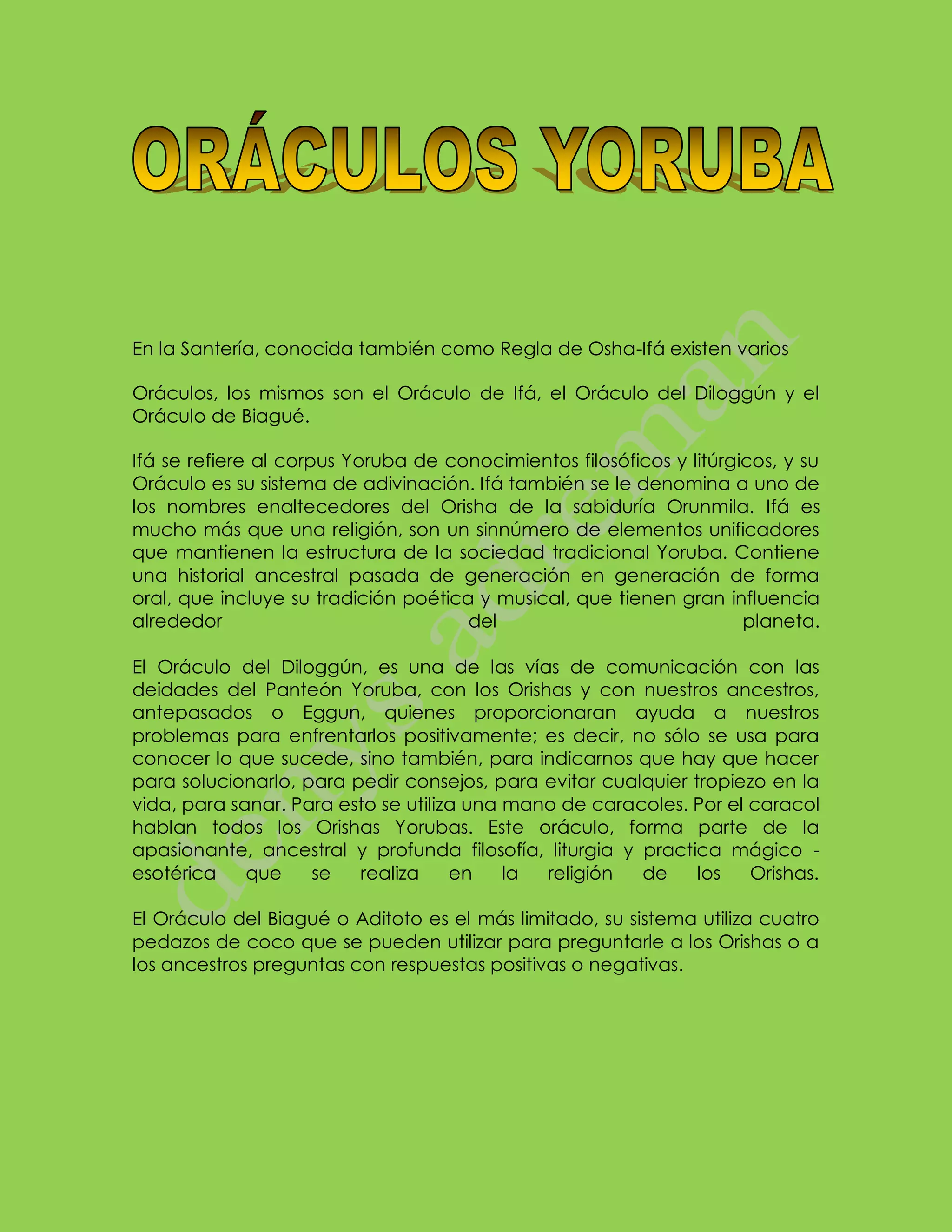 Orculos Yorubas | PDF