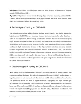 Object-Relational Database Systems(ORDBMSs) | PDF