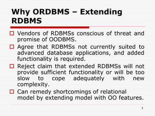 ordbms.ppt | Databases | Computer Software and Applications
