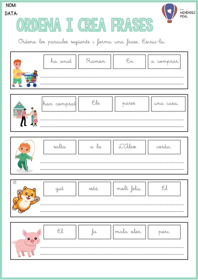 Ordena i forma Frases I Cicle Inicial RECURSOS CATALA | PDF