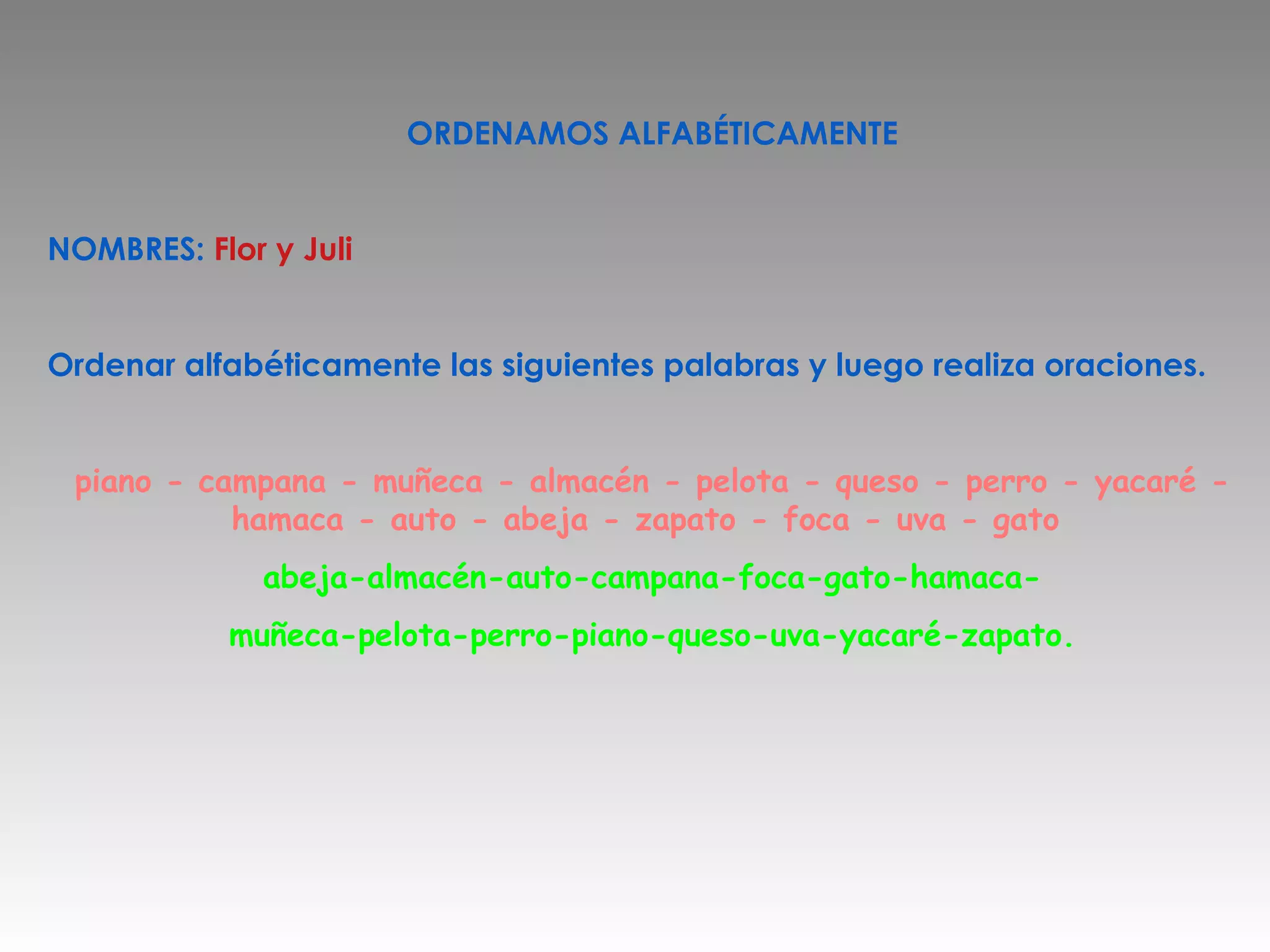 Orden Alfabetico | PPT