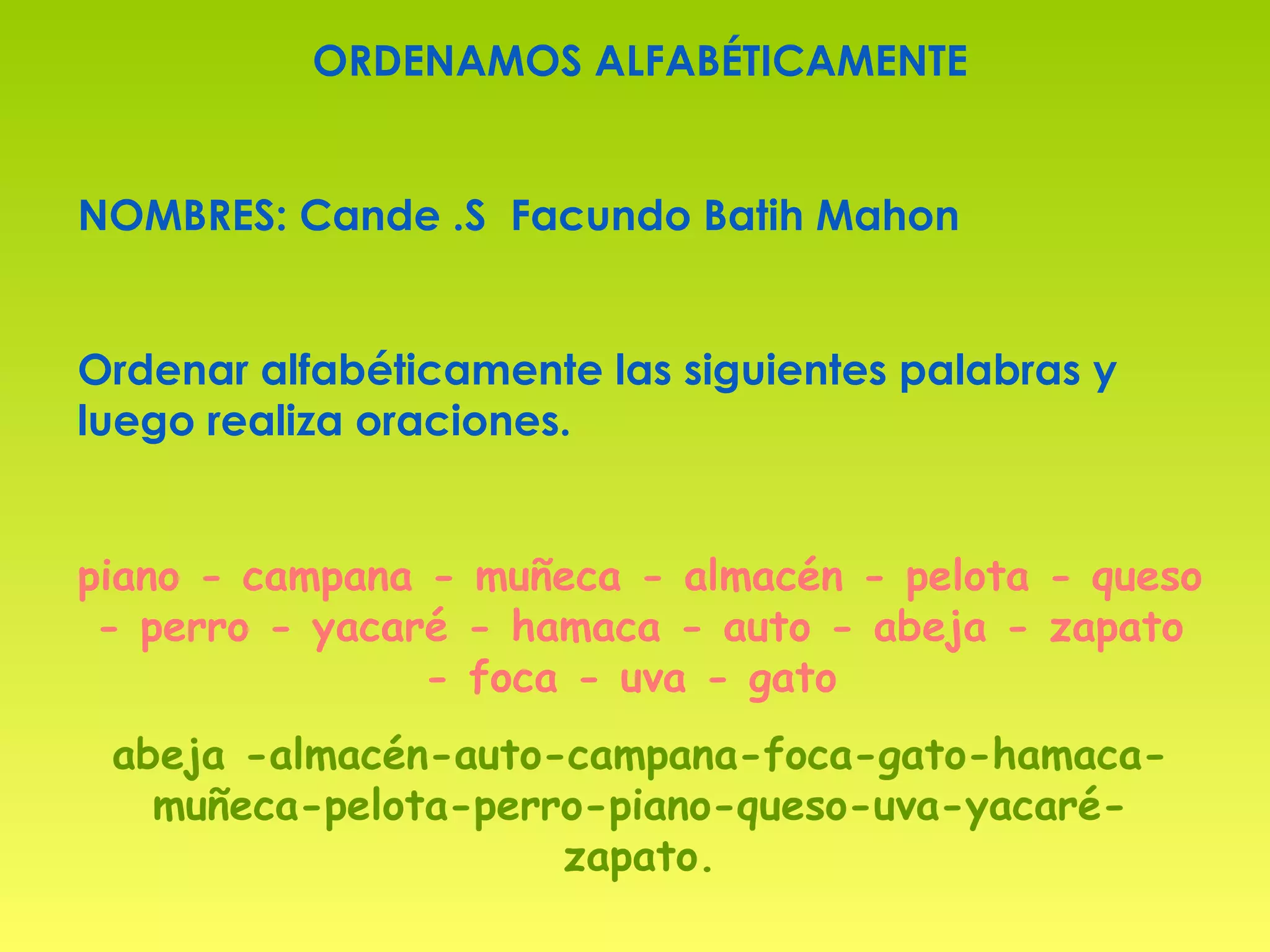 Orden alfabetico | PPT
