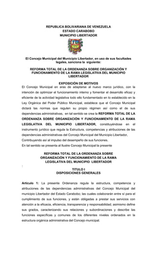 Ordenanza de organizacion y funcionamineto de la rama legislativa del ...