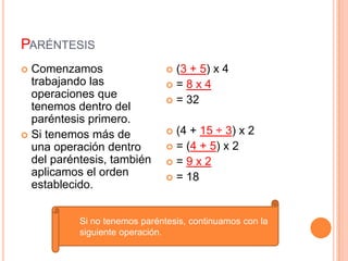 Orden de operaciones | PPTX