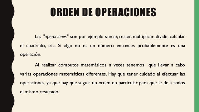 Orden De Operaciones (A , Jerarquía de operaciones, qué es, para qué ...