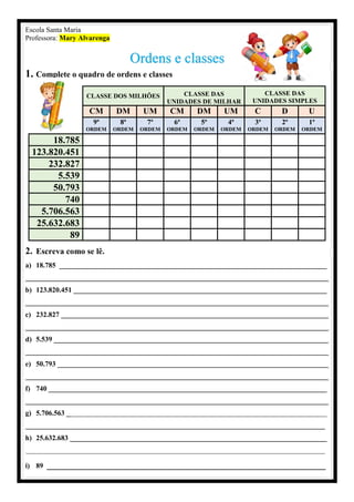 Ordens e classes numéricas | PDF