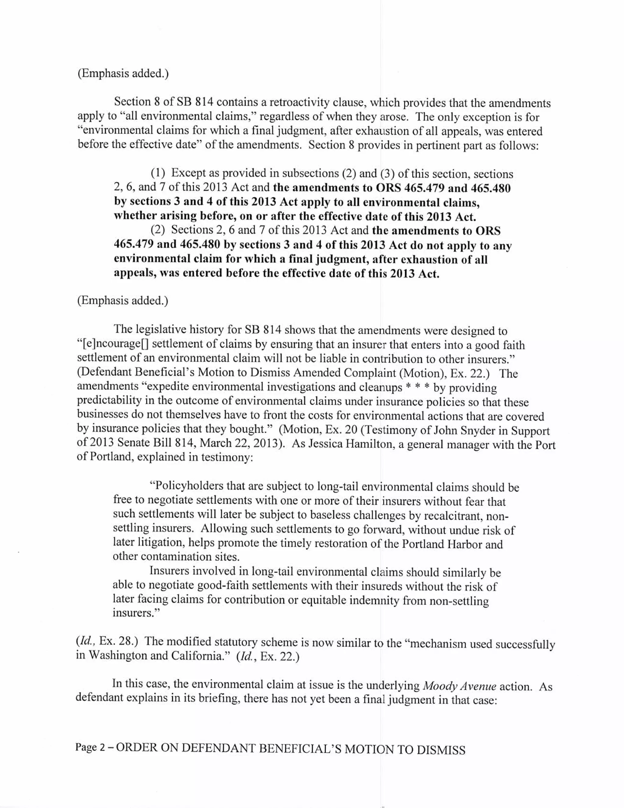 Order on mtd sb 814 allowing addiitonal discovery | PDF