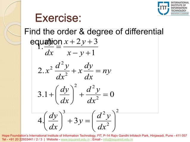Differential Equation - Order Degree | PPT