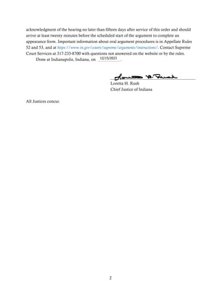 Indiana Supreme Court to hear Candidate Case | PDF