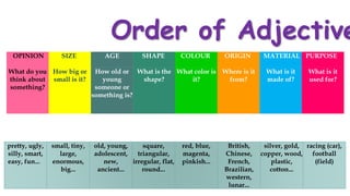 orders of adjectives for English grammar for EFL | PPT