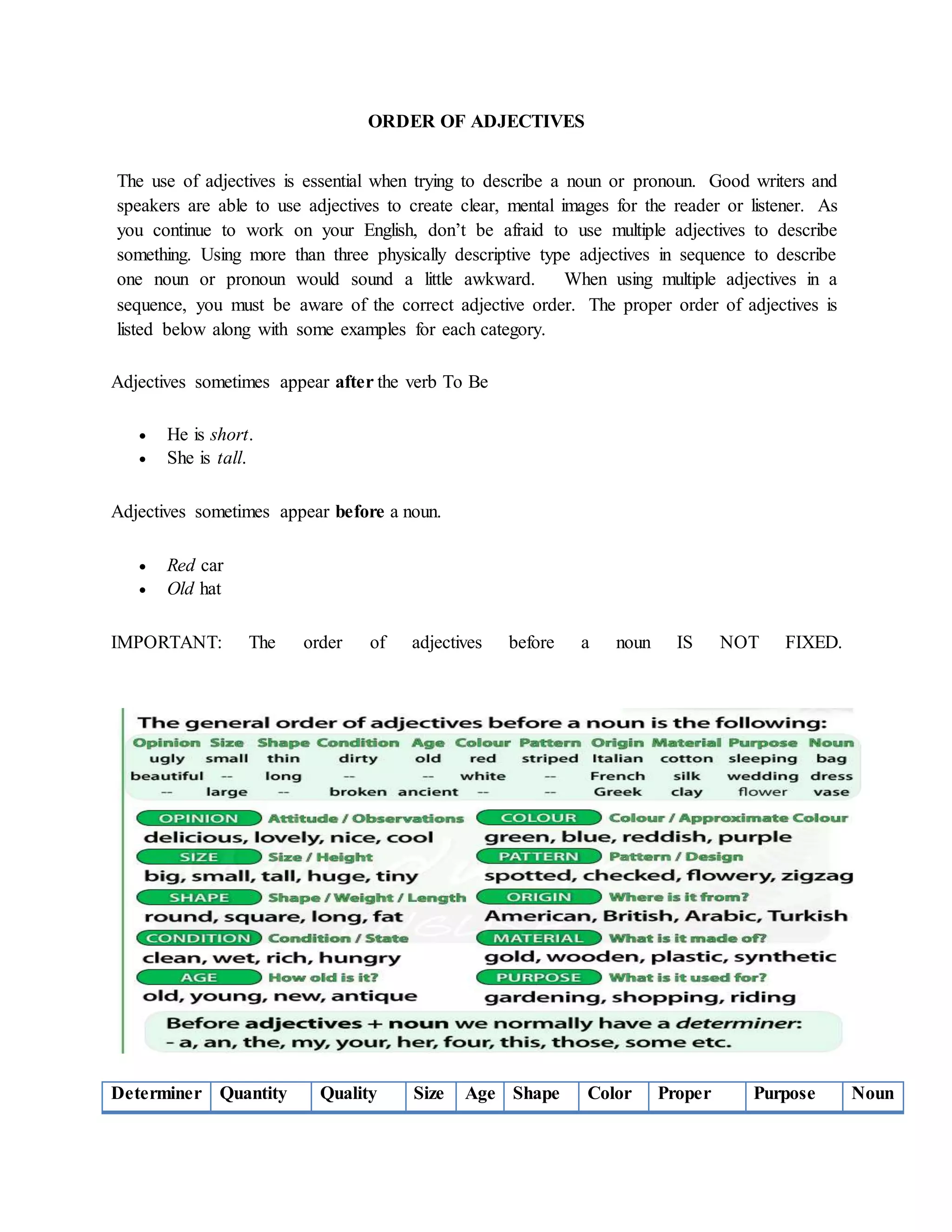 Order of adjectives | DOCX