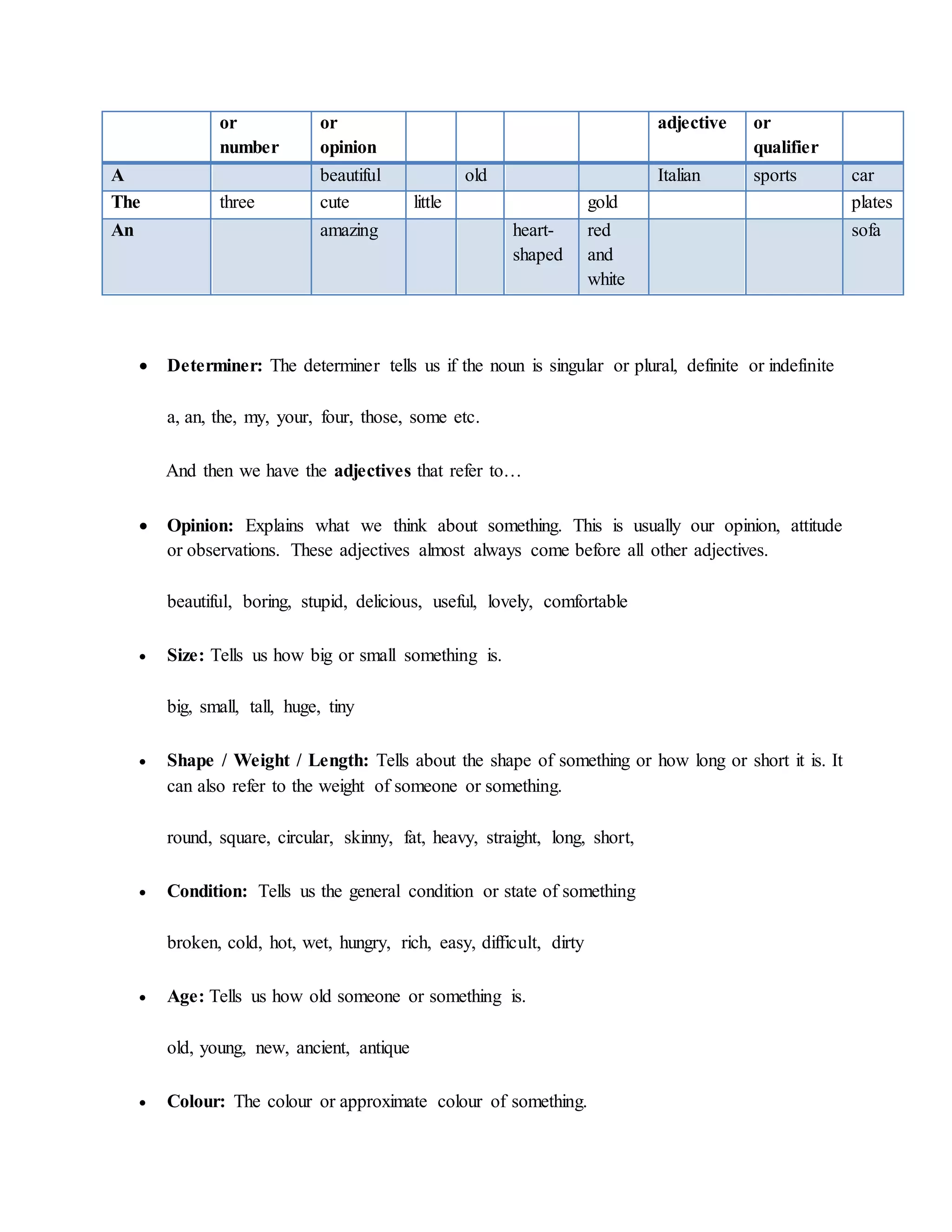 Order of adjectives | DOCX