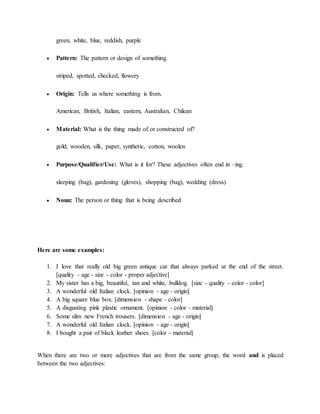 Order of adjectives | DOCX