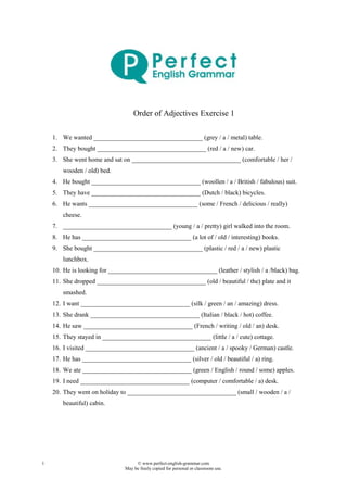 Order of-adjectives-exercise-1 | PDF