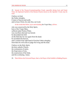 Catholic Church Mass Order Of