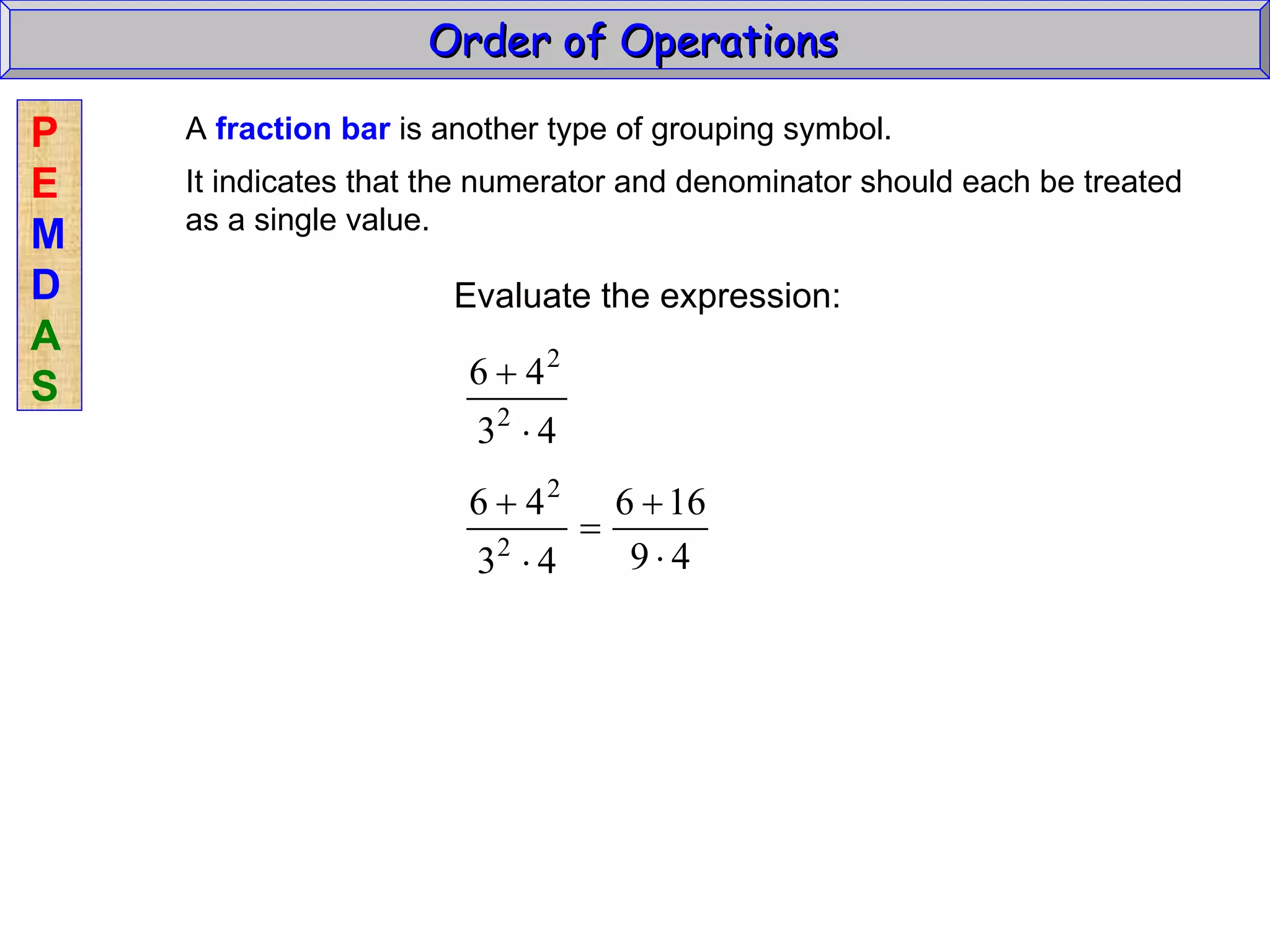 Order of Operations (Algebra1 1_2) | PPT
