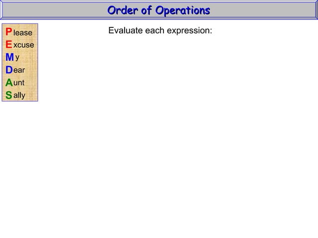 Order of Operations (Algebra1 1_2) | PPT