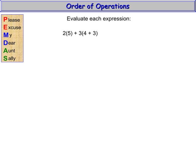Order of Operations (Algebra1 1_2) | PPT