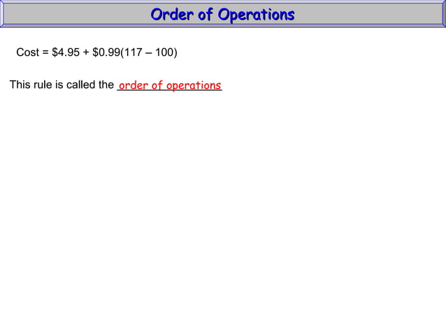 Order of Operations (Algebra1 1_2) | PPT