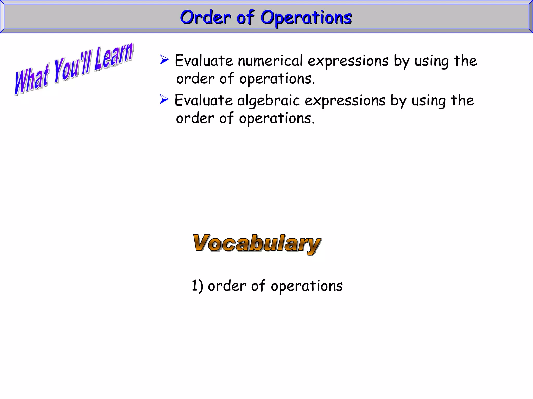 Order of Operations | PPT