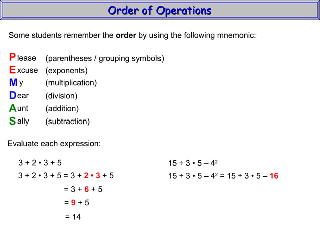 Order of Operations | PPT