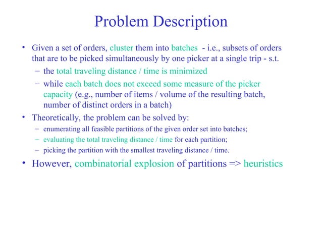 order picking policies pick sequencing batching | PPT